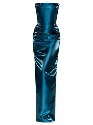 MODA GLAM Strapless Corset Gown - Blue