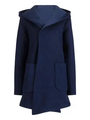 NIKKA PLACE Hooded Wool Midi Cardigan With Pockets - Blue
