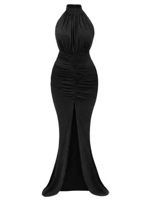 MONICE LONDON Selene Halterneck Maxi Dress - Black