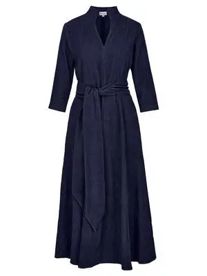AT LAST... Chelsea Corduroy Midi Dress - Blue