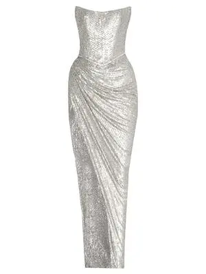 ANGELIKA JOZEFCZYK Gaia Sequin Evening Gown - Silver