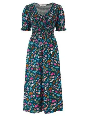SUGARHILL BRIGHTON Shirred Jersey Midi Dress - Blue