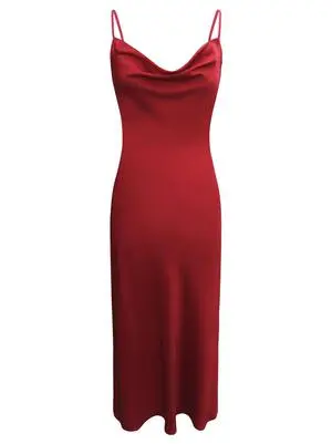 RIVIERA SOIRÉE Chloe Satin Midi Dress - Red