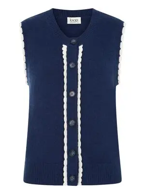 LOOP CASHMERE Shell-trimmed Cashmere Waistcoat - Blue
