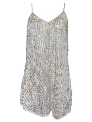 ANY OLD IRON Any Old Iron Hand-Beaded Short Slip Dress
