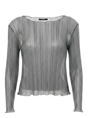 BY NOA RAWITZ Urania Plissé Long Sleeve Top - Silver/black