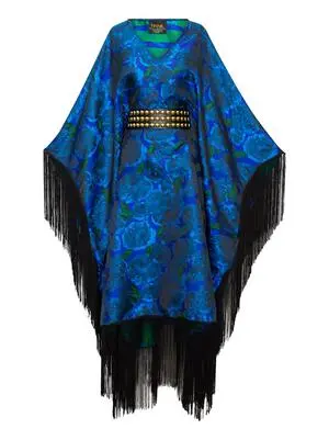 BYVINNIK Jacquard Runway Fringe Kaftan - Green/blue