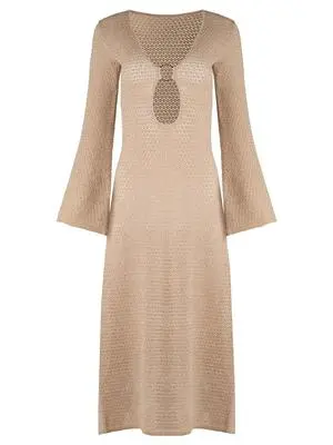 MONARCH Olivia Long Sleeve Maxi Metallic Dress - Gold