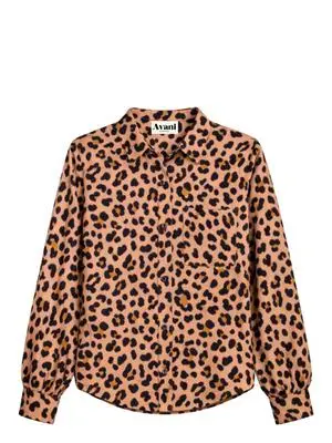 AVANI APPAREL Leopard Print Relaxed Fit Shirt - Blue/brown/green