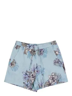 LORDS OF HARLECH Leanne Floral Linen Shorts - Blue