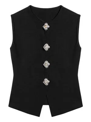 NOCTURNE Embellished Sleeveless Knit Top - Black