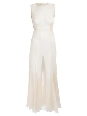 SOFIA TSERETELI Silk Crepon Transparent Dress - Brown