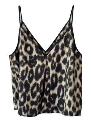VÆNN Leopard Print Cami - Black/rose Gold
