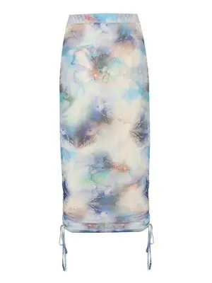 NO'DESIGN Sheer Midi Skirt With Side Ruched Detail - Blue