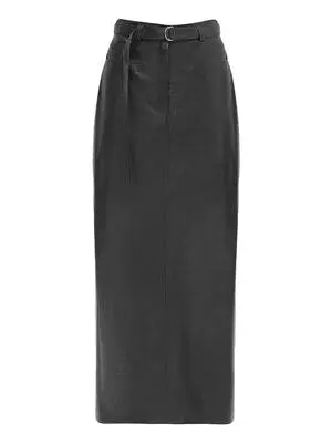 JULIA ALLERT Croc-effect Faux Leather Straight Midi Skirt With Belt - Black