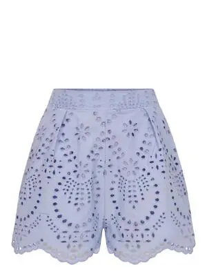 THISISU COLLECTION High-waisted Broderie Anglaise Shorts - Blue