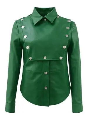 ZASTASTUDIO Buttoned Leather Jacket - Green