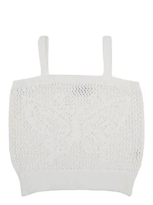 GIGI KNITWEAR Butterfly Cotton Knit Tank Top - White