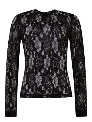 TIA DORRAINE Sheer Sequin Lace Blouse - Black