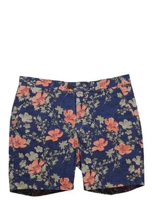 LORDS OF HARLECH Printed Flat-front Short - Blue