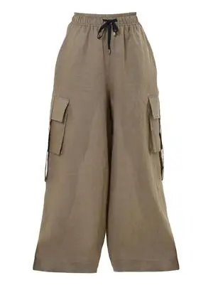 METAMORPHOZA Linen Cargo Palazzo Trousers