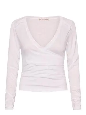 LOVE AND NOSTALGIA Long Sleeve Jersey Top - White