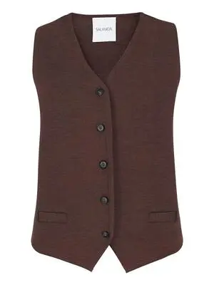 SALANIDA Galante Knitted Merino Wool Waistcoat - Brown