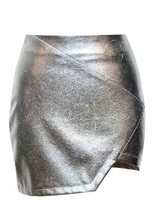 NAZLI CEREN Dian Asymmetric Mini Skirt - Grey