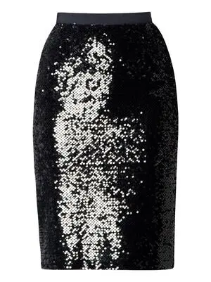 RUMOUR LONDON Hanna Sequin Velvet Pencil Skirt - Black