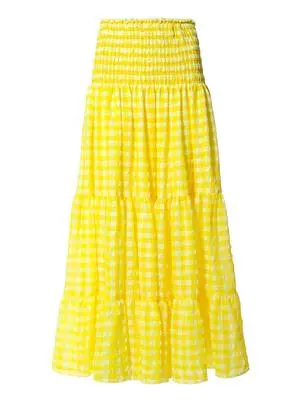 AGGI BY HALEWSKI Plaid Maxi Skirt - Yellow