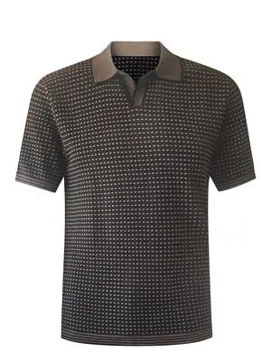 VUSTRA Olive Cotton Johnny Collar Polo - Brown