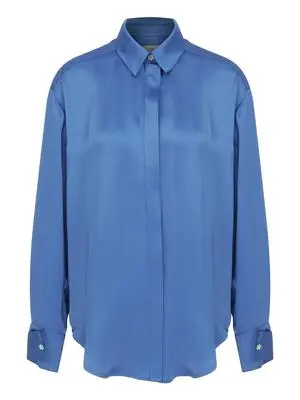 NAZLI CEREN Ravenna Satin Shirt - Blue