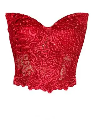 ANGELIKA JOZEFCZYK Orchidea Lace Corset Top - Red