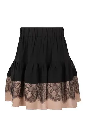 LANGNER Lace Trim Ruffle Mini Skirt - Black