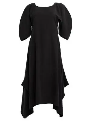 BIANCA POPP Puff Sleeve Midi Dress With Flaps - Black