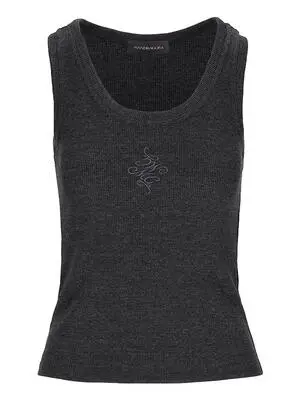 MANDRAGORA Ribbed Cotton Tank Top Grey