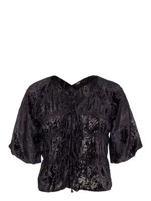 ROSE & NANCY Juniper Snake Velvet Blouse - Black