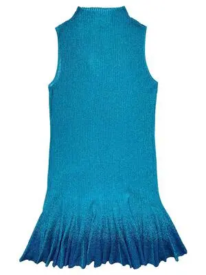 ARTO. Lurex Metallic Ribbed Knit Mini Dress - Blue