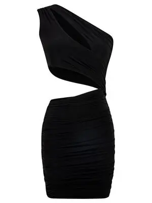 GROWNY Asymmetrical Cutout Bodycon Dress - Black