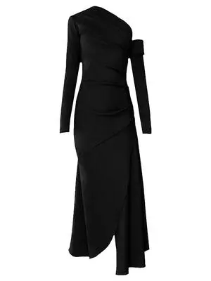 ALINA CERNATESCU Melrose Asymmetric Cut-out Shoulder Dress - Black
