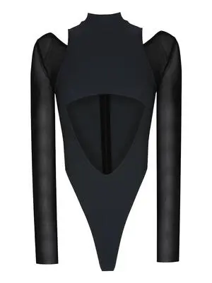 NO'DESIGN Long Sleeve Cut-out Bodysuit - Blue