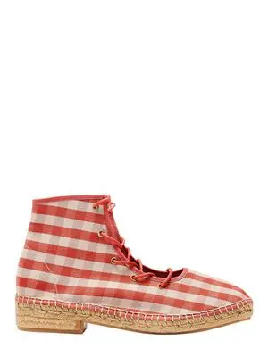 NAGUISA Annona Check Espadrille Ankle Boots - Red