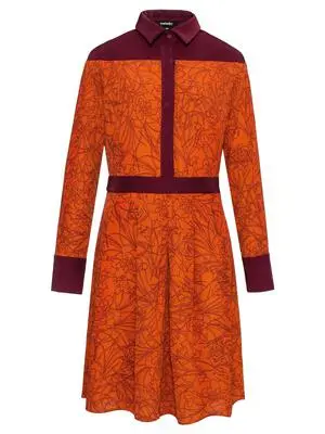 SMART AND JOY Floral Print Shirt Dress - Brown