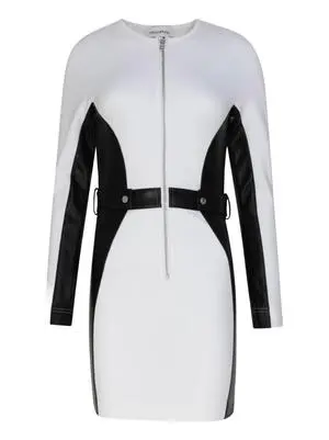 CIRCULAR PATH Paneled Bodycon Dress - White/black
