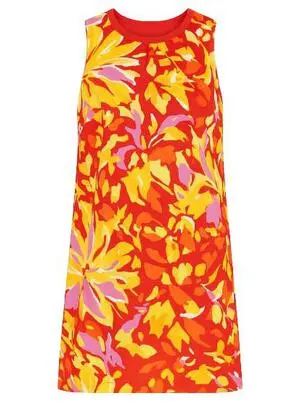 CONQUISTA Sleeveless Cotton Dress With Pleat Detail - Red