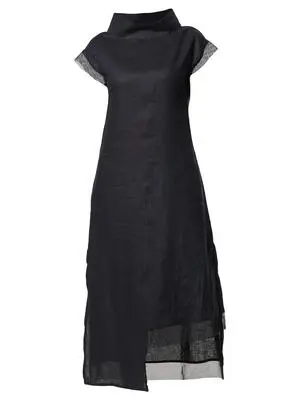 METAMORPHOZA Asymmetric Linen Dress - Black