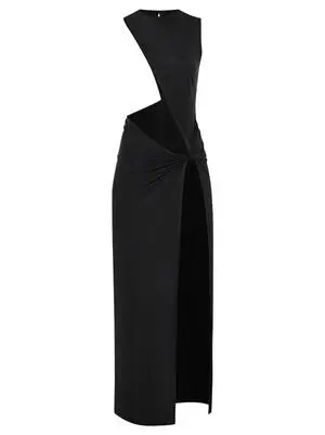 KHELA THE LABEL Asymmetrical Twist-front Midi Dress - Black