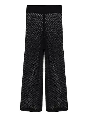 PERALUNA Aurelia Openwork Knit Trousers - Black