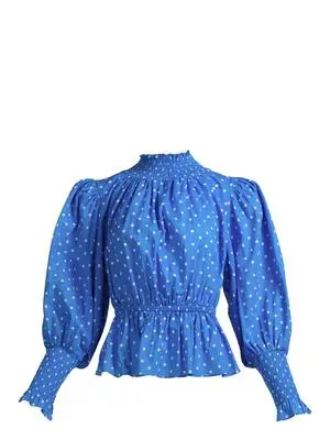 KRISTINIT Zanna Dot Blouse - Blue