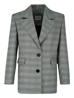 GROWNY Checked Double-Breasted Blazer